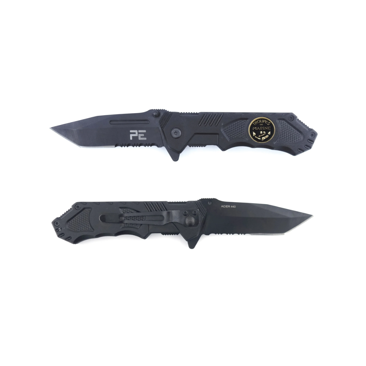 Navy Marines Survival Knife Black with Sheath - Patrol