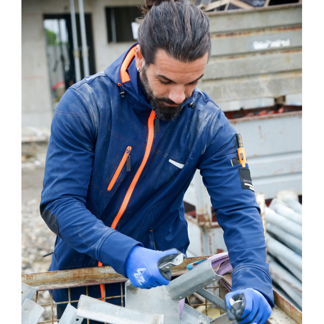 Borel navy blue and fluorescent orange softshell jacket - Nine Worths ...