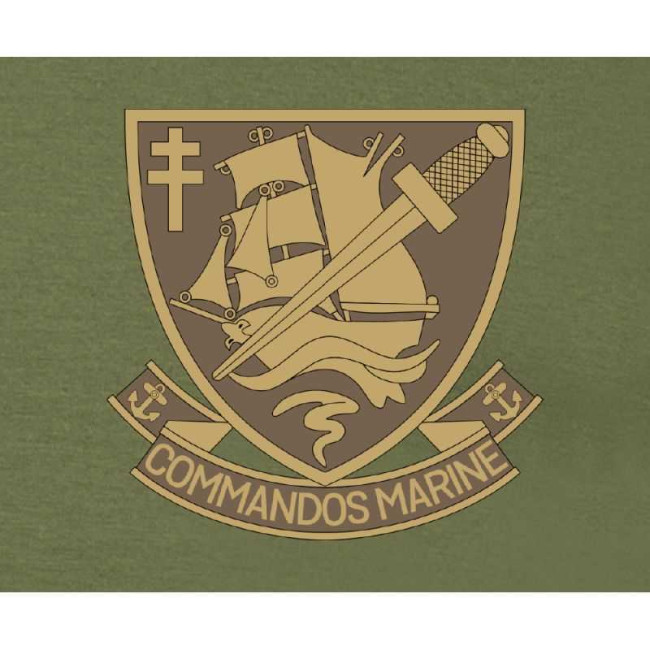 Khaki t-shirt with Marine Commandos logo on the chest - Army Design