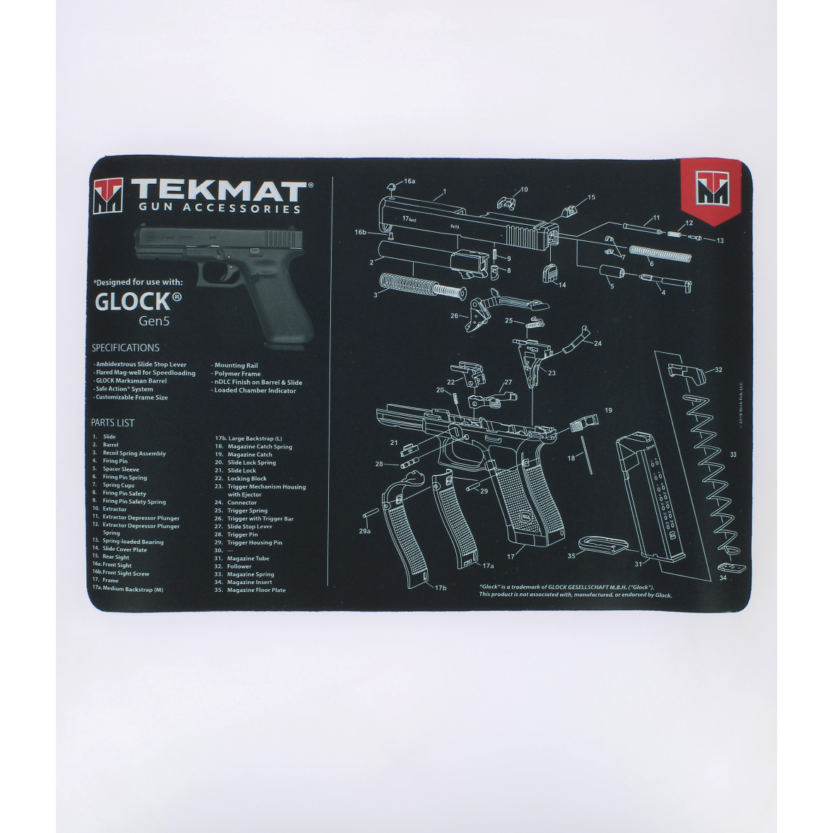Disassembly mat for Glock gen5 - Tekmat