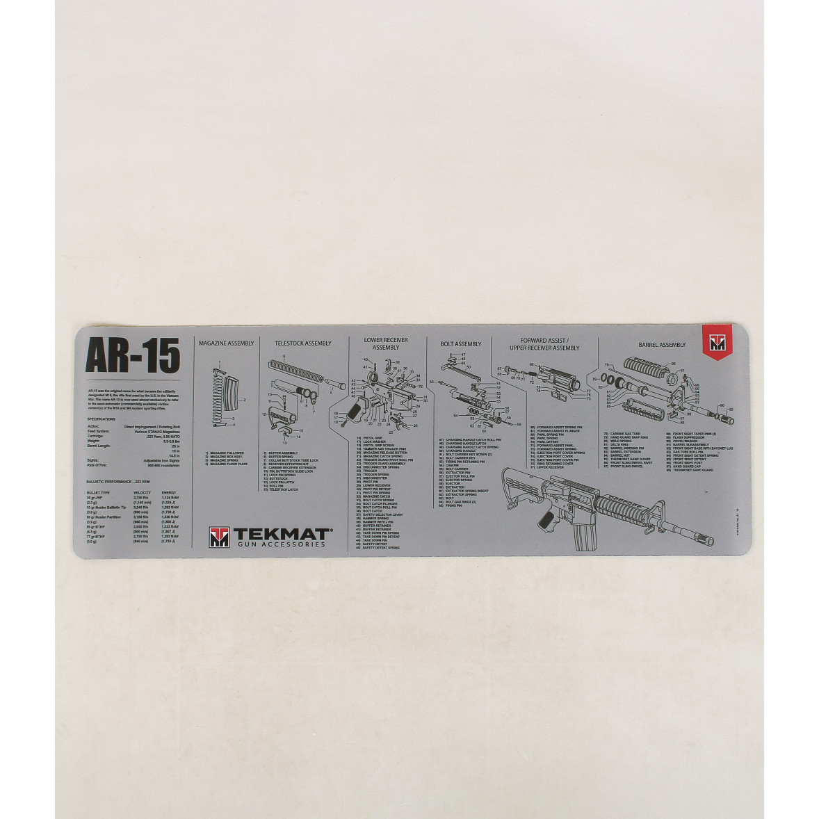 Gray AR-15 Disassembly Mat - Tekmat