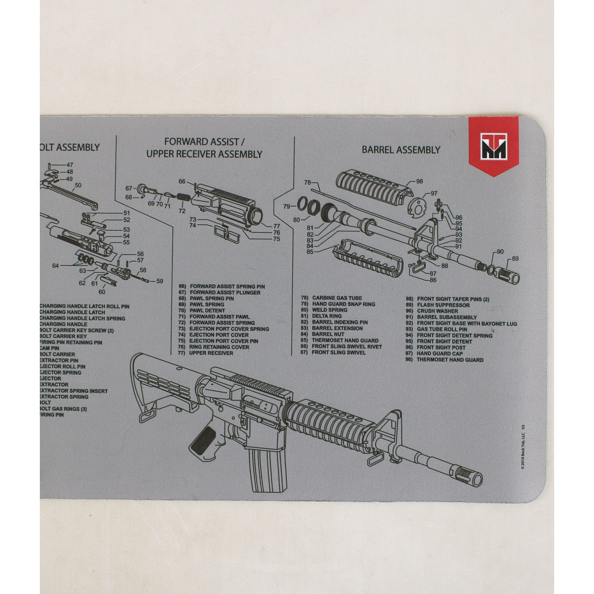 Gray AR-15 Disassembly Mat - Tekmat