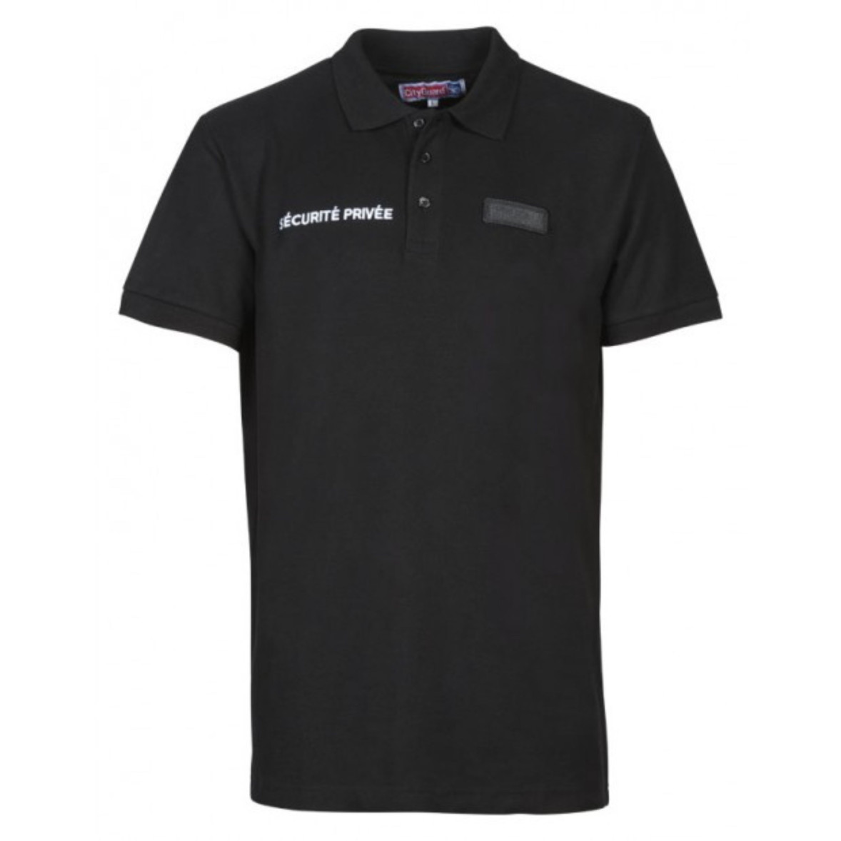 Black Security Cotton Polo Shirt with ID Window for Embroidery - CityGuard