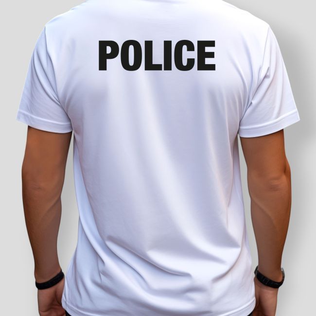 T-shirt sérigraphié Police - Blanc - Patrol Equipement