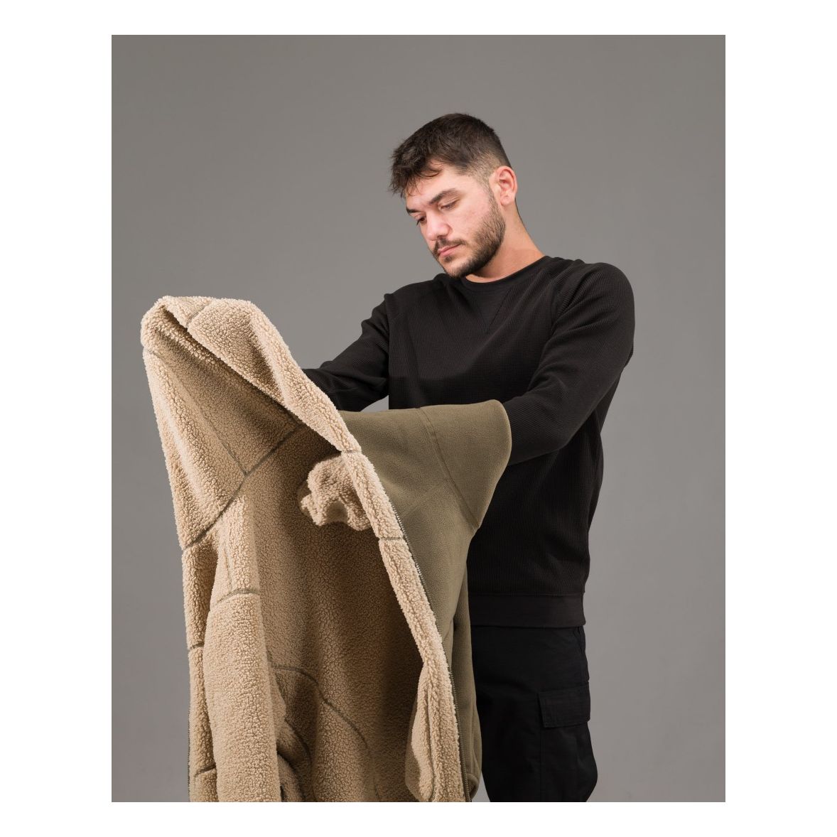 Ianos reversible sherpa jacket - Khaki/RAL7013 - Pentagon