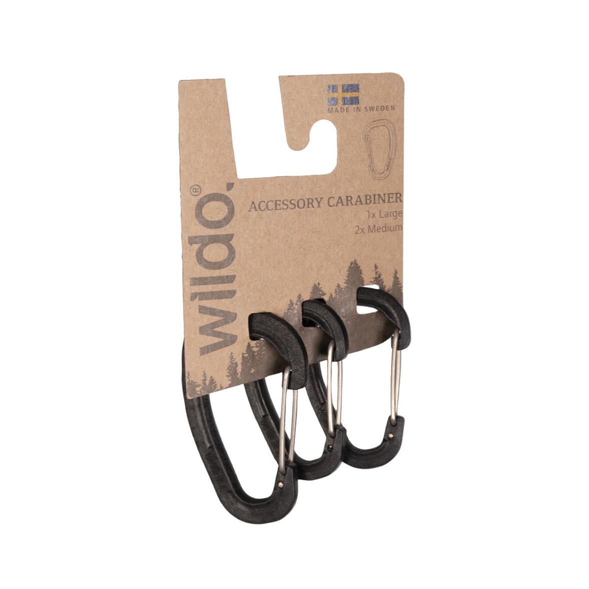 Set of 3 Accessory Carabiners (2 M and 1 L) - Black - Wildo