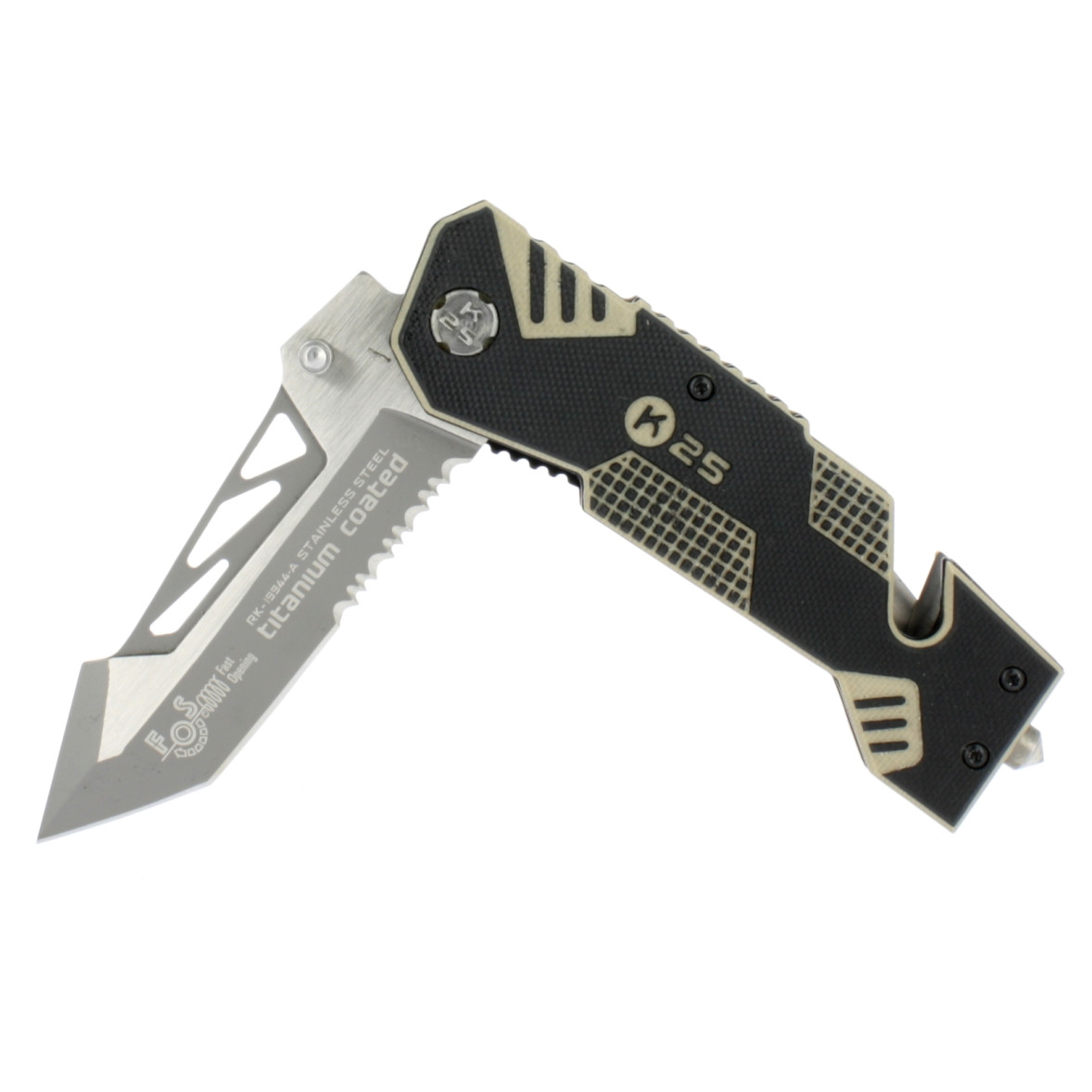 Tactical folding knife with G10 coyote scales - K25