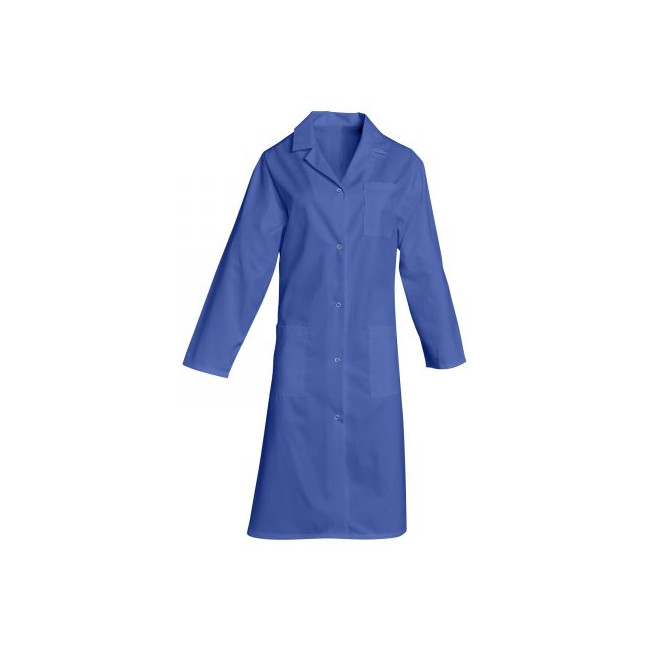 Royal Blue Lab Coat with Long Sleeves and Snap Fasteners - SNV