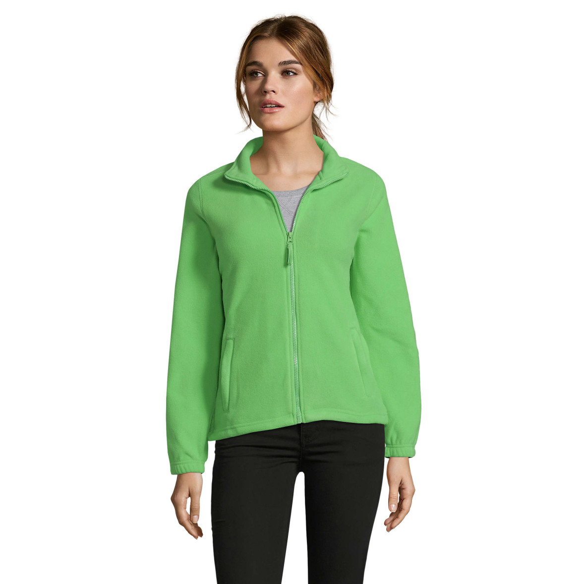 Giacca in micropile con zip North donna lime - Sol's