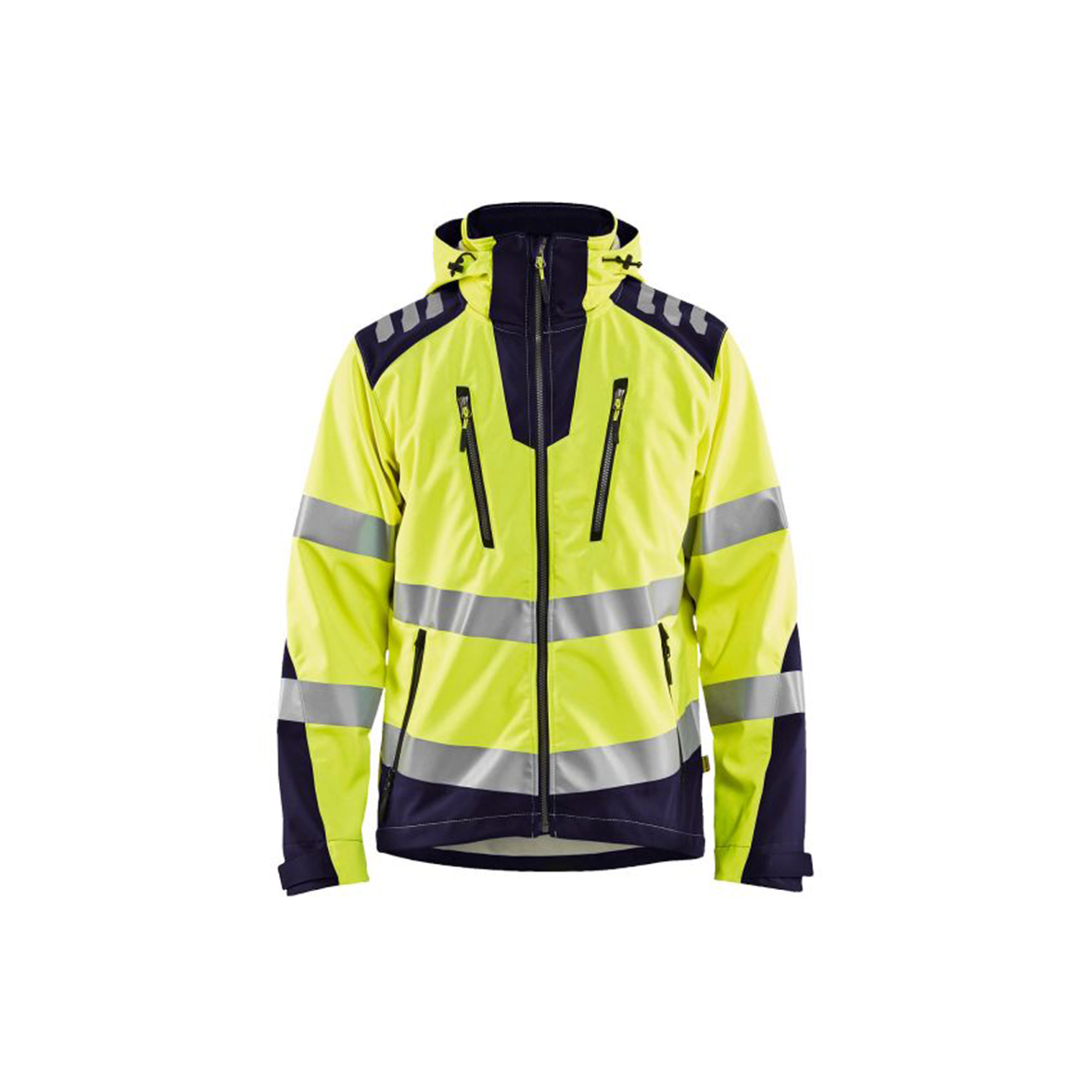 High-visibility Softshell Jacket Fluorescent Yellow/Navy - Blaklader