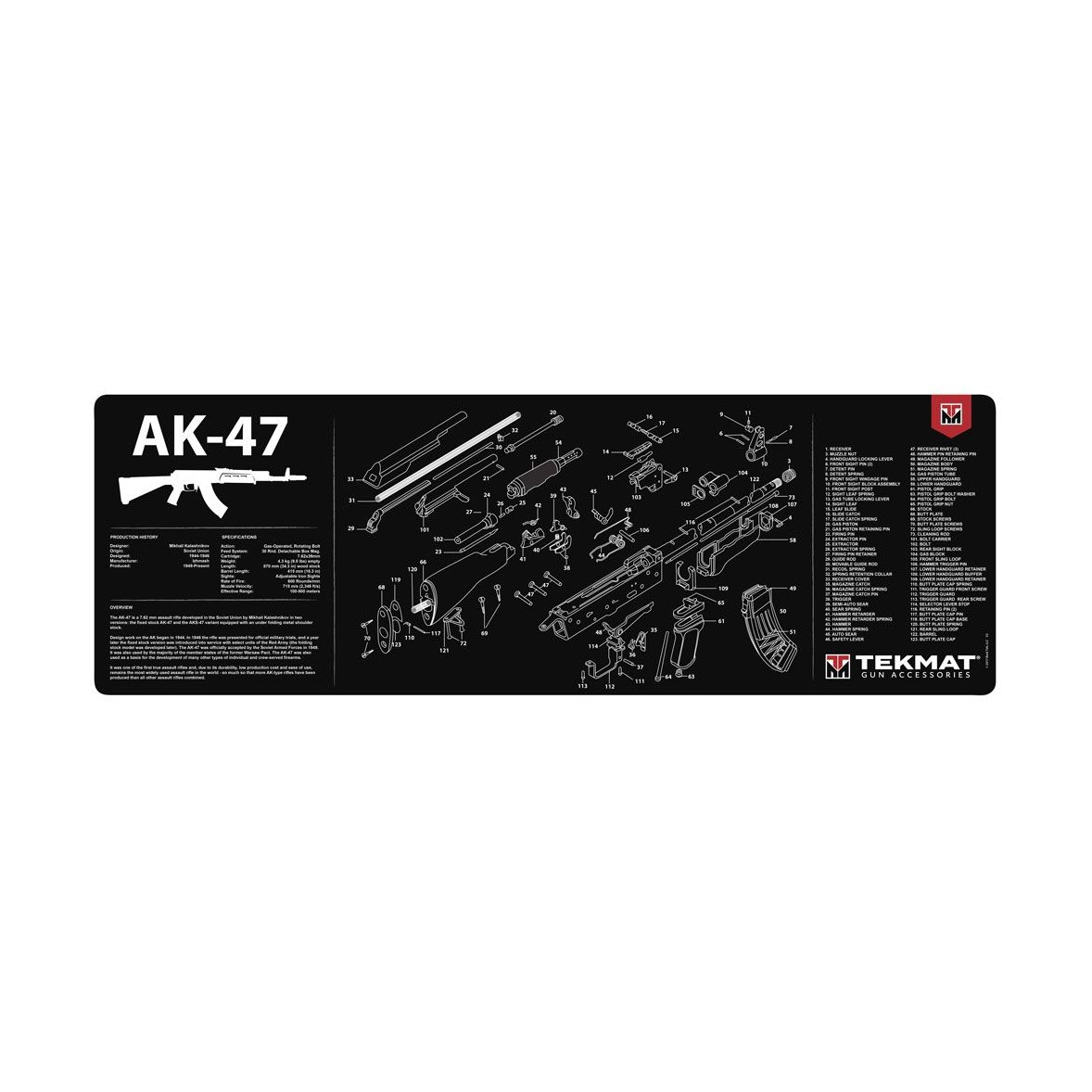 AK-47 RIFLE DISASSEMBLY MAT 30x91cm - Tekmat