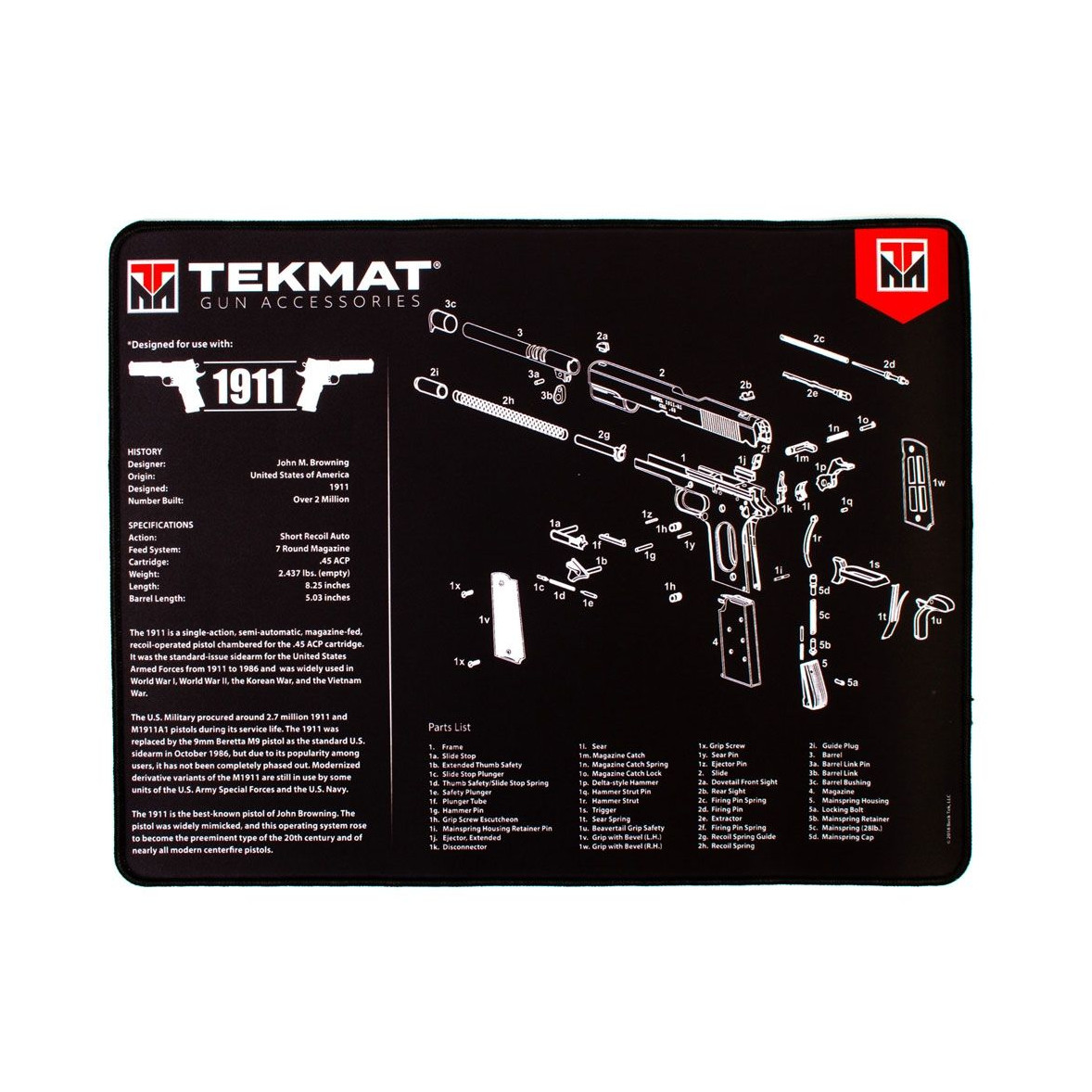 ULTRA 20 DISASSEMBLY MAT 1911 PISTOL 38X50cm - Tekmat