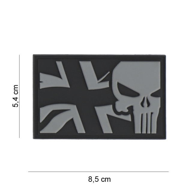 Patch 3D PVC Punisher UK flag grey de marque 101 Inc